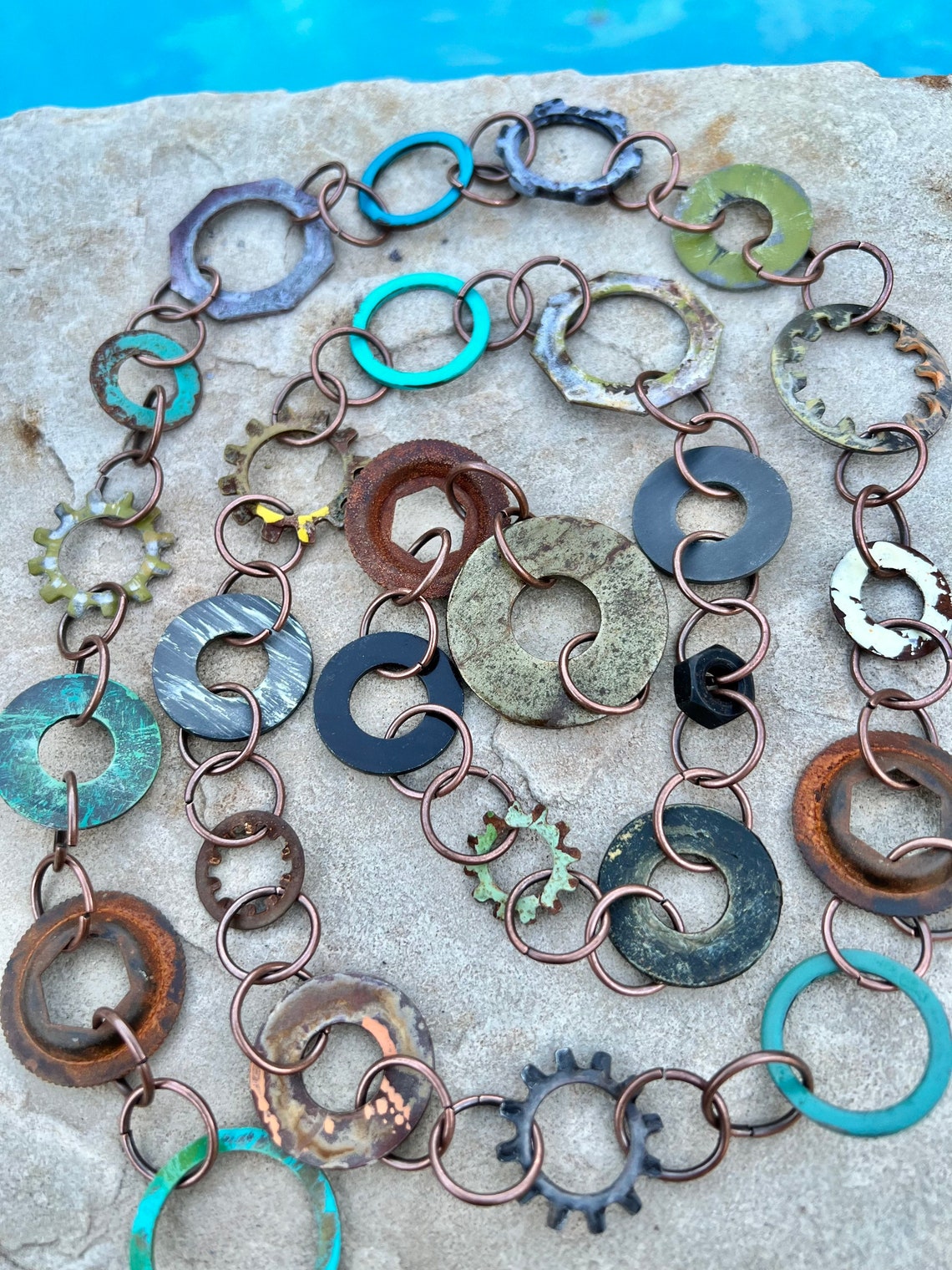 Extra Large Oxidized Hardware Washer and Copper Chain by the Foot ...