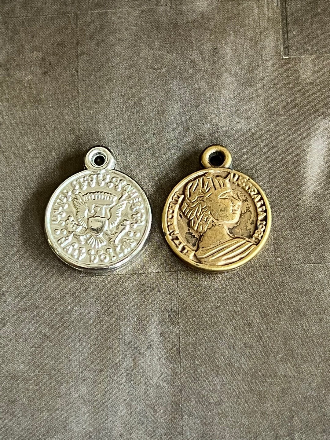 Coin Charms - Metal Plated Bronze or Silver - DIY Jewelry Findings and ...