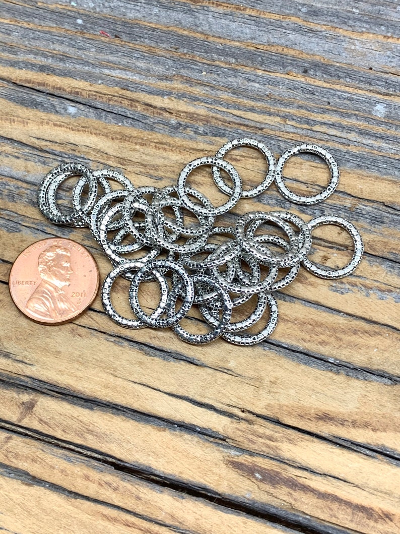 Antique Silver Textured Jump Rings - 14mm DIY Jewelry Supplies - Etsy