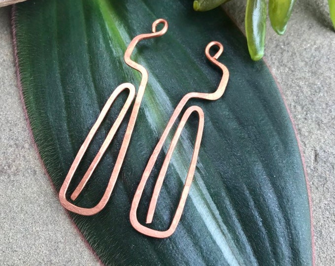 Long Copper Wire Earring Components Hammered Hand Forged Handmade ...