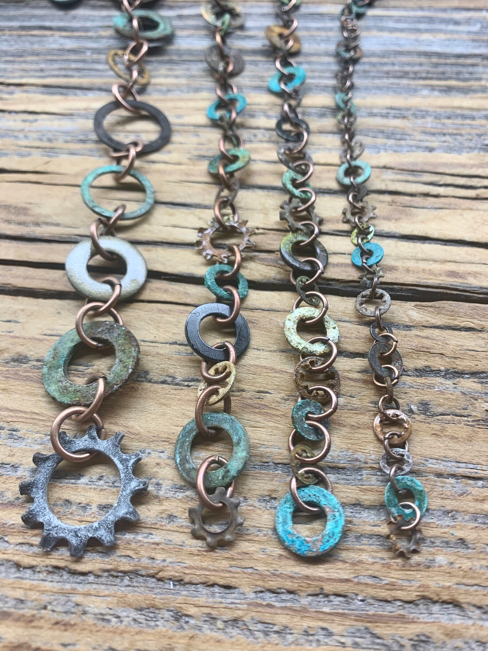 Oxidized Hardware Washer and Copper Chain - Tiny Fasteners - by the ...