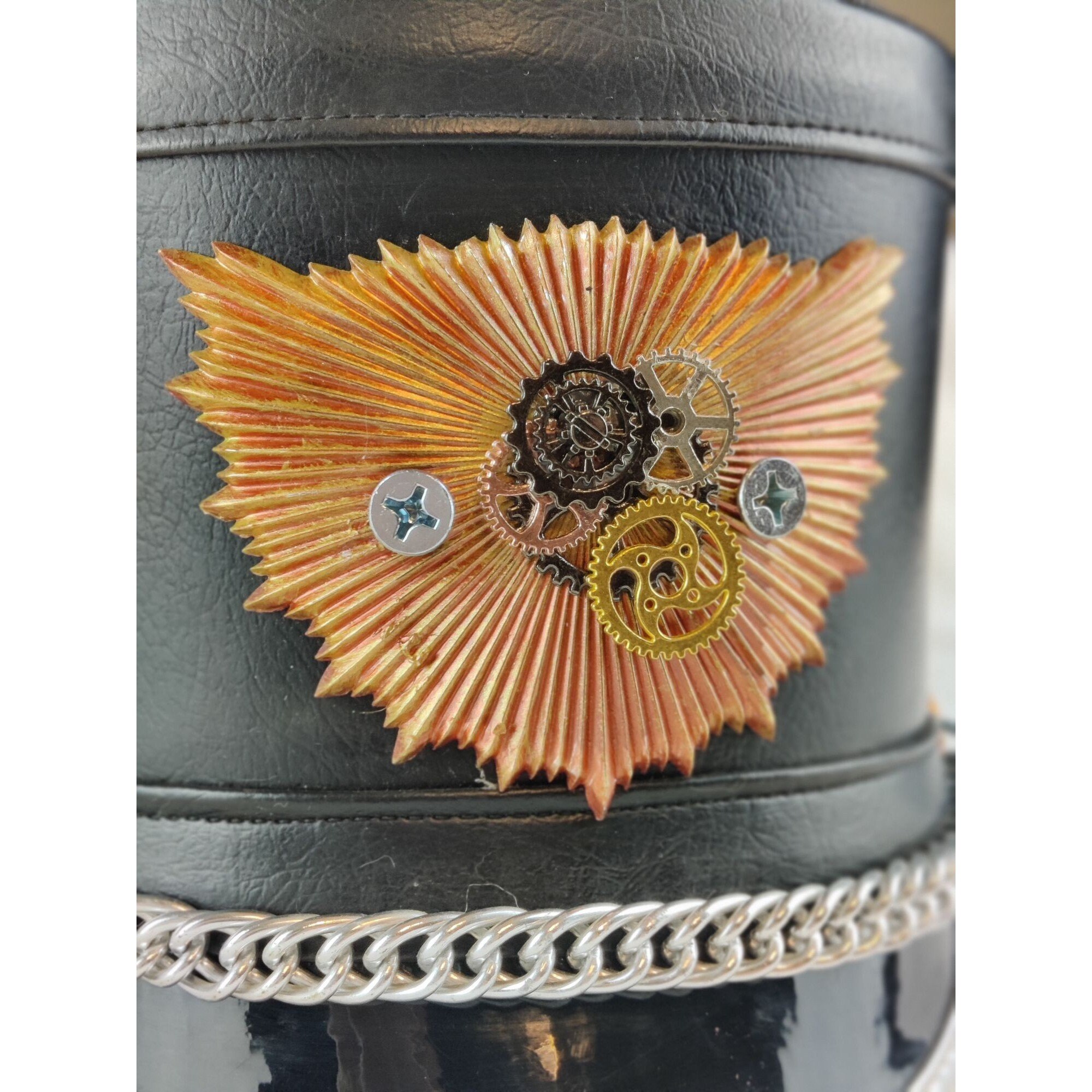 Band Hat Black Steampunk Gears Gothic Soldier Hat Costume Upcycle ...