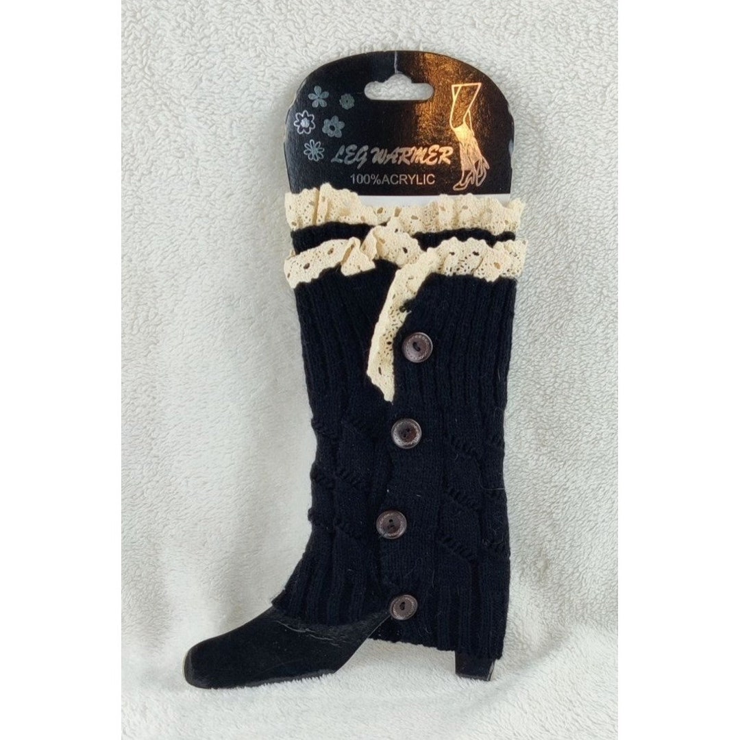 Boot Sock Cuff Leg Warmer Cottagecore Ankle Accent Black Cream - Etsy