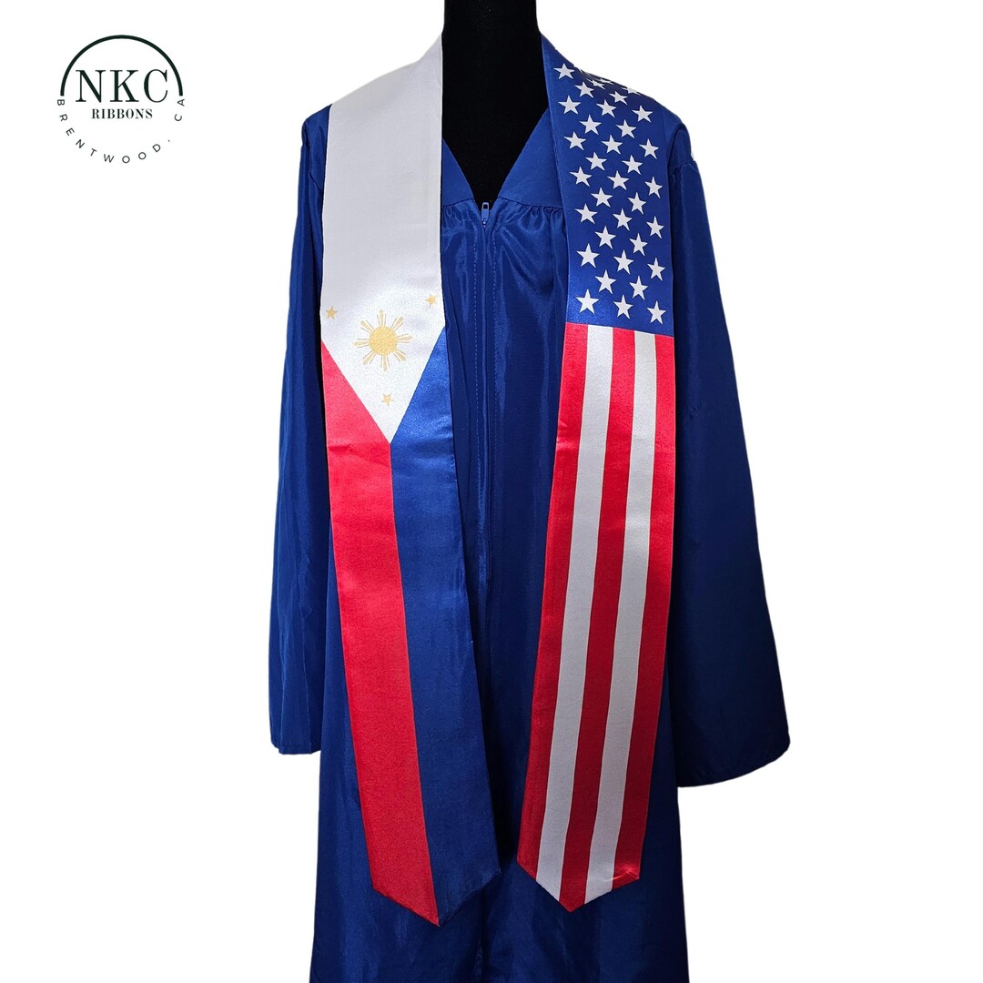 Philippines/usa Flag Graduation Stole - Etsy