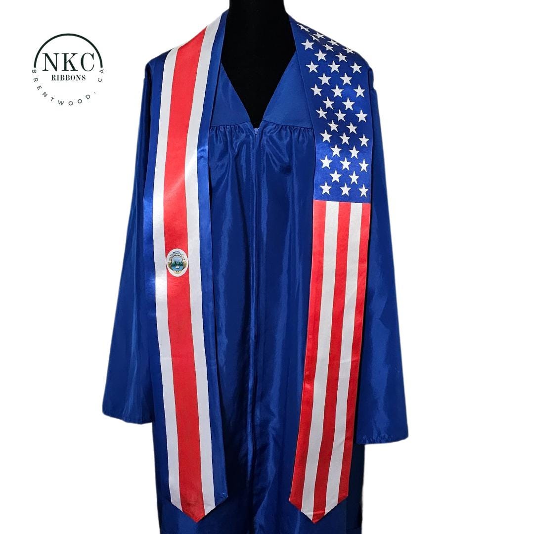 Costa Rica/usa Flags Graduation Stole - Etsy