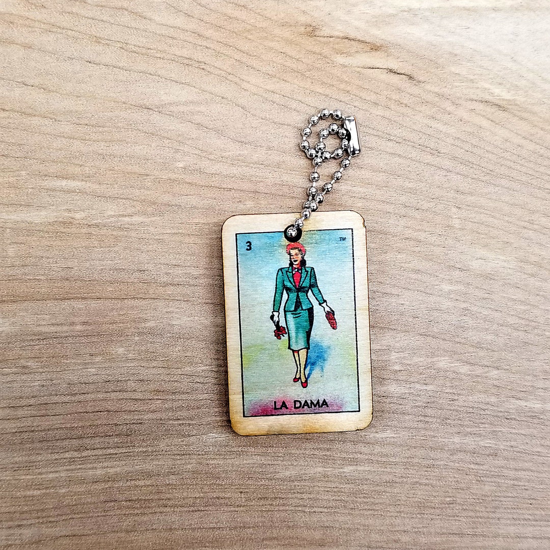 La Dama Loteria Mexican Bingo Keytag NEW! Color on Both Sides! - Etsy