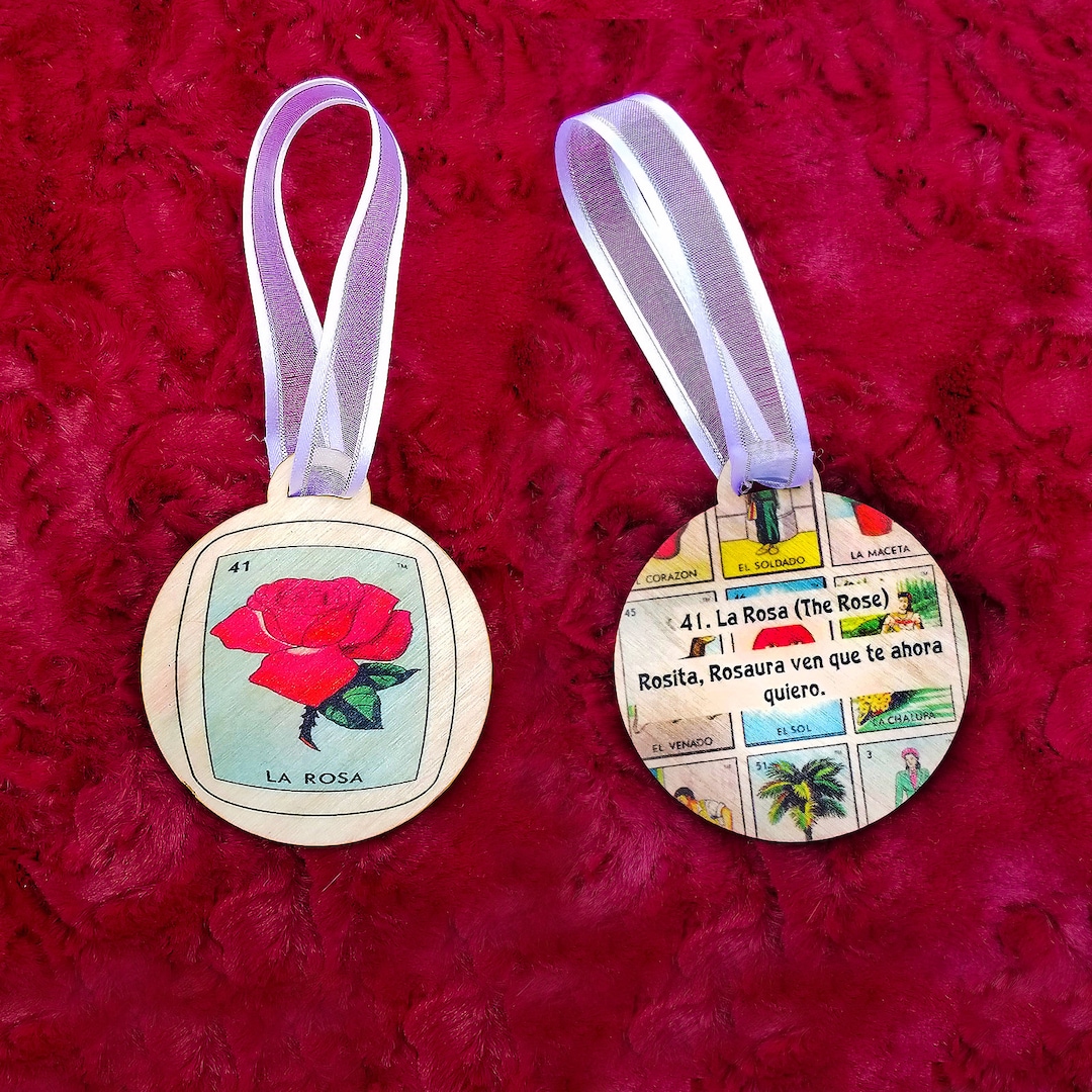 Loteria Mexican Bingo La Rosa the Rose Double Sided Ornament / Gift Tag ...