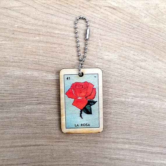 Rose La Rosa Loteria Mexican Bingo Keytag NEW Color on Both | Etsy