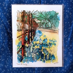 Texas Hill Country Road Ink Sketched Watercolor Paper Print 8" X 10" - Etsy