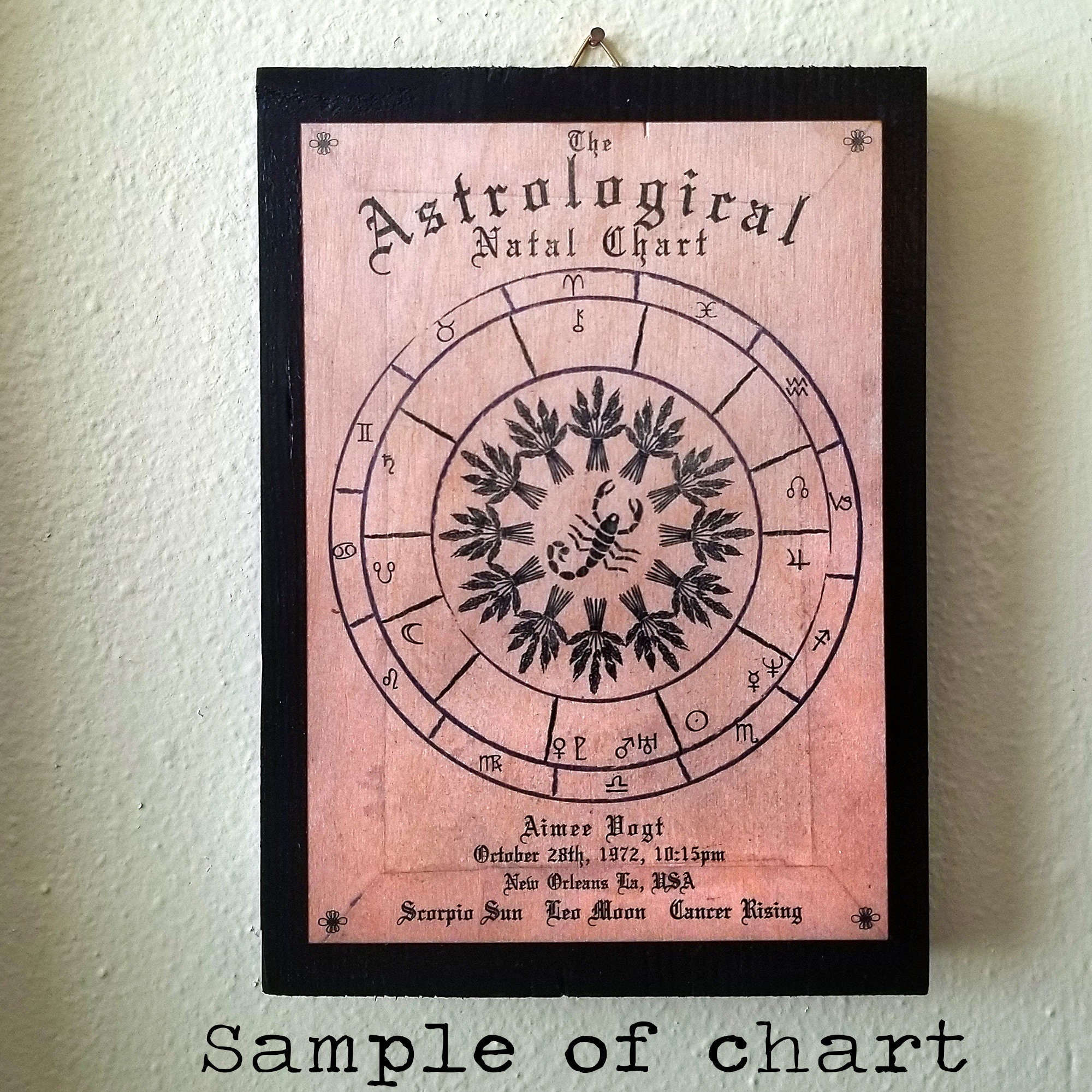 Personal Astrology Art Chart wooden mounted ready to hang | Etsy