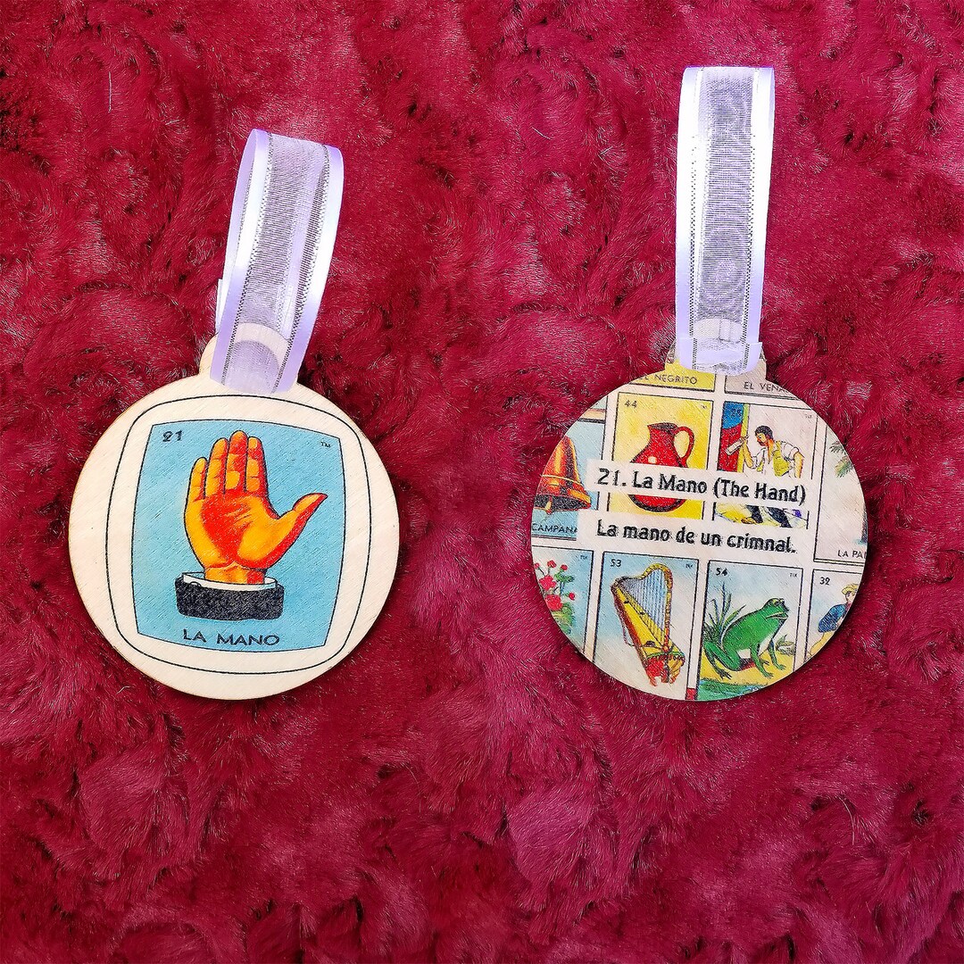Loteria Mexican Bingo La Mano (the Hand) Double Sided Ornament / Gift ...