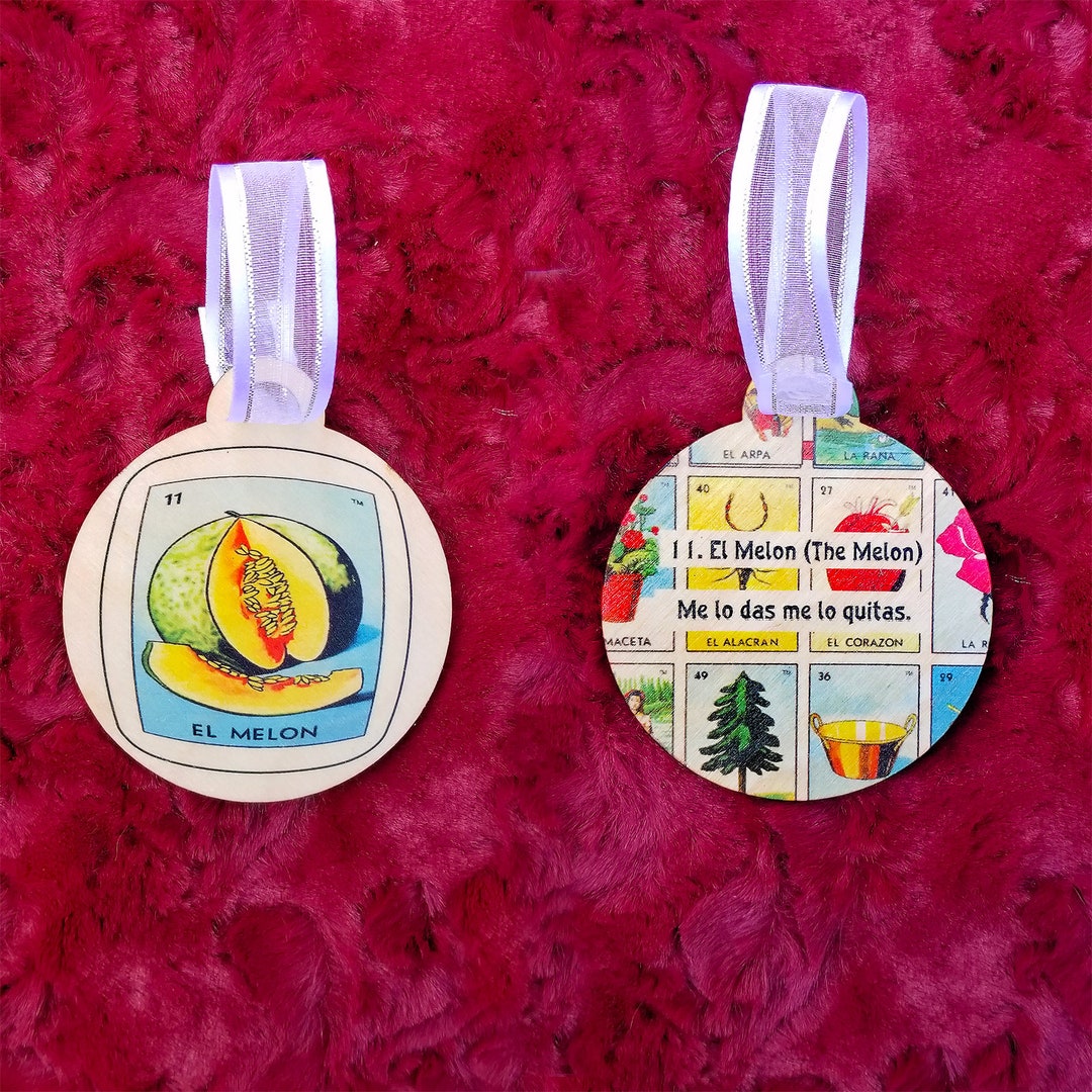 Loteria Mexican Bingo El Melon (the Melon) Double Sided Ornament / Gift ...