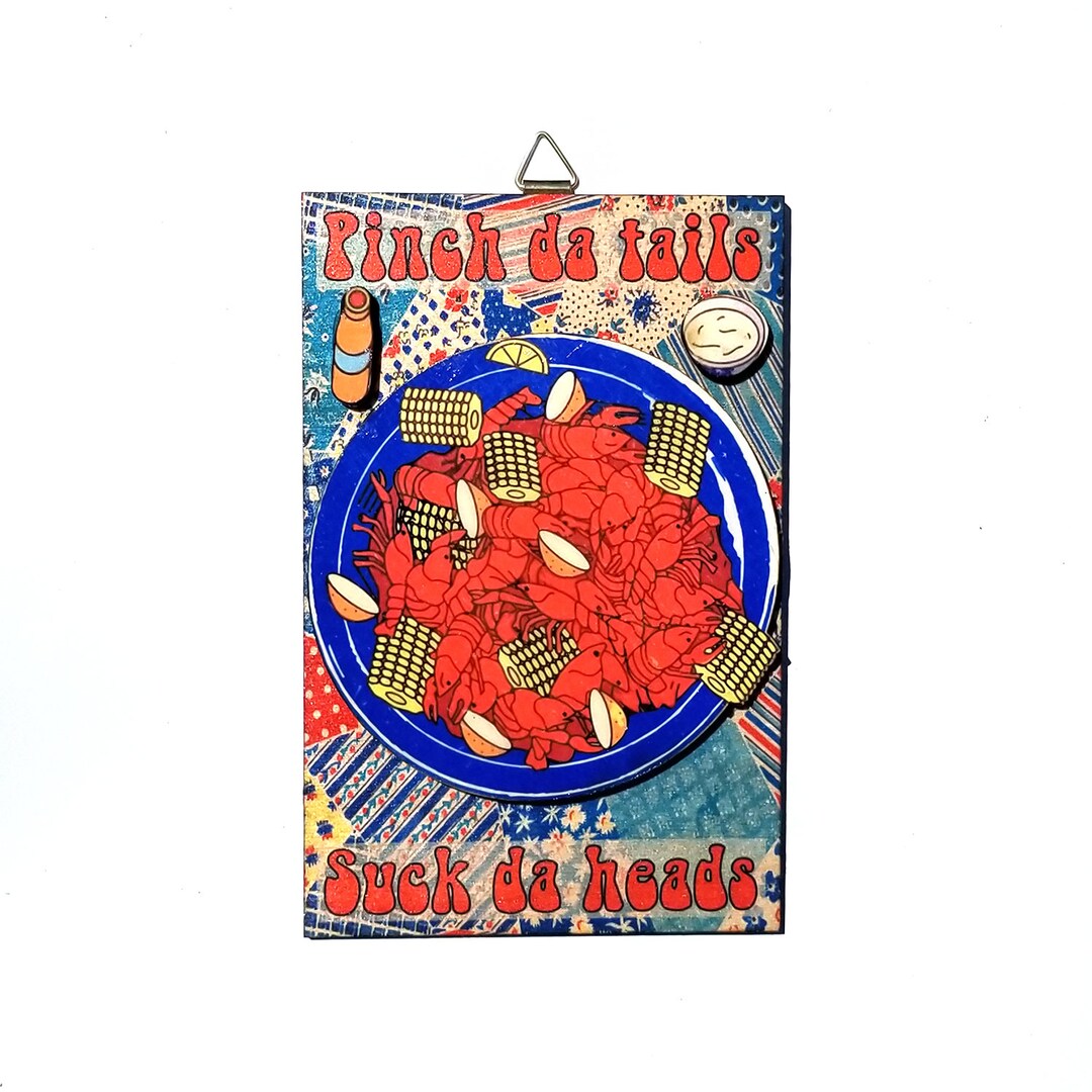 New Orleans Crawfish Boil Pinch Da Tails Wooden 4" X 6" Wall Hanging - Etsy