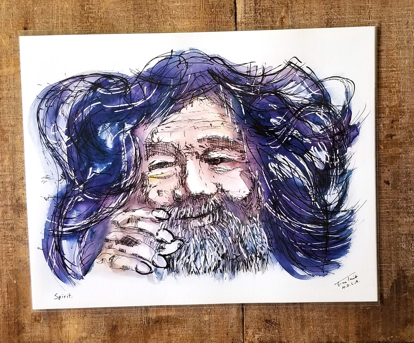 Spirit Illustrated Watercolor Painted Ink Sketched Watercolor - Etsy