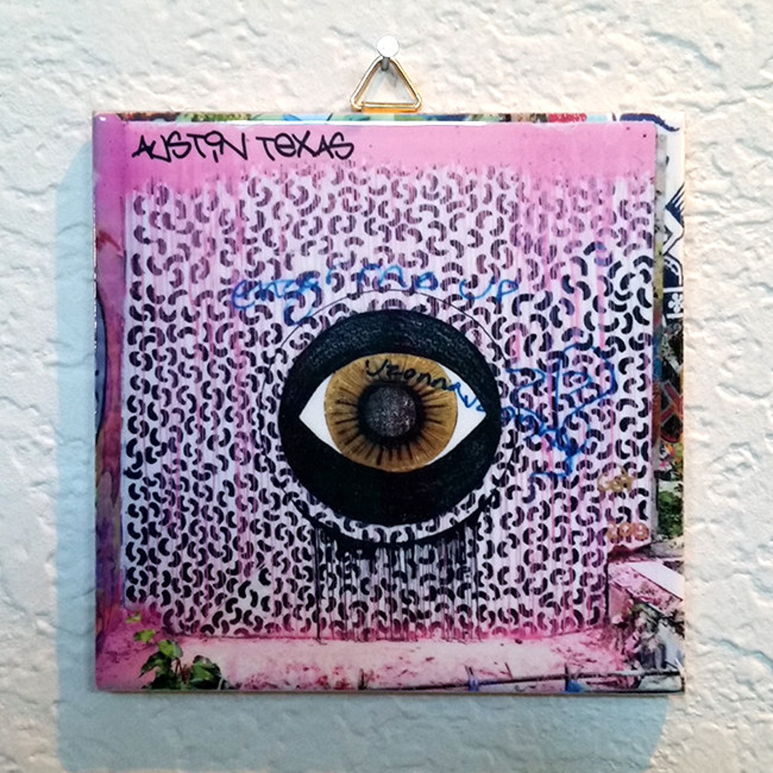 Austin Graffiti Art on Wall Pink Eye Decorative Ceramic Tile | Etsy