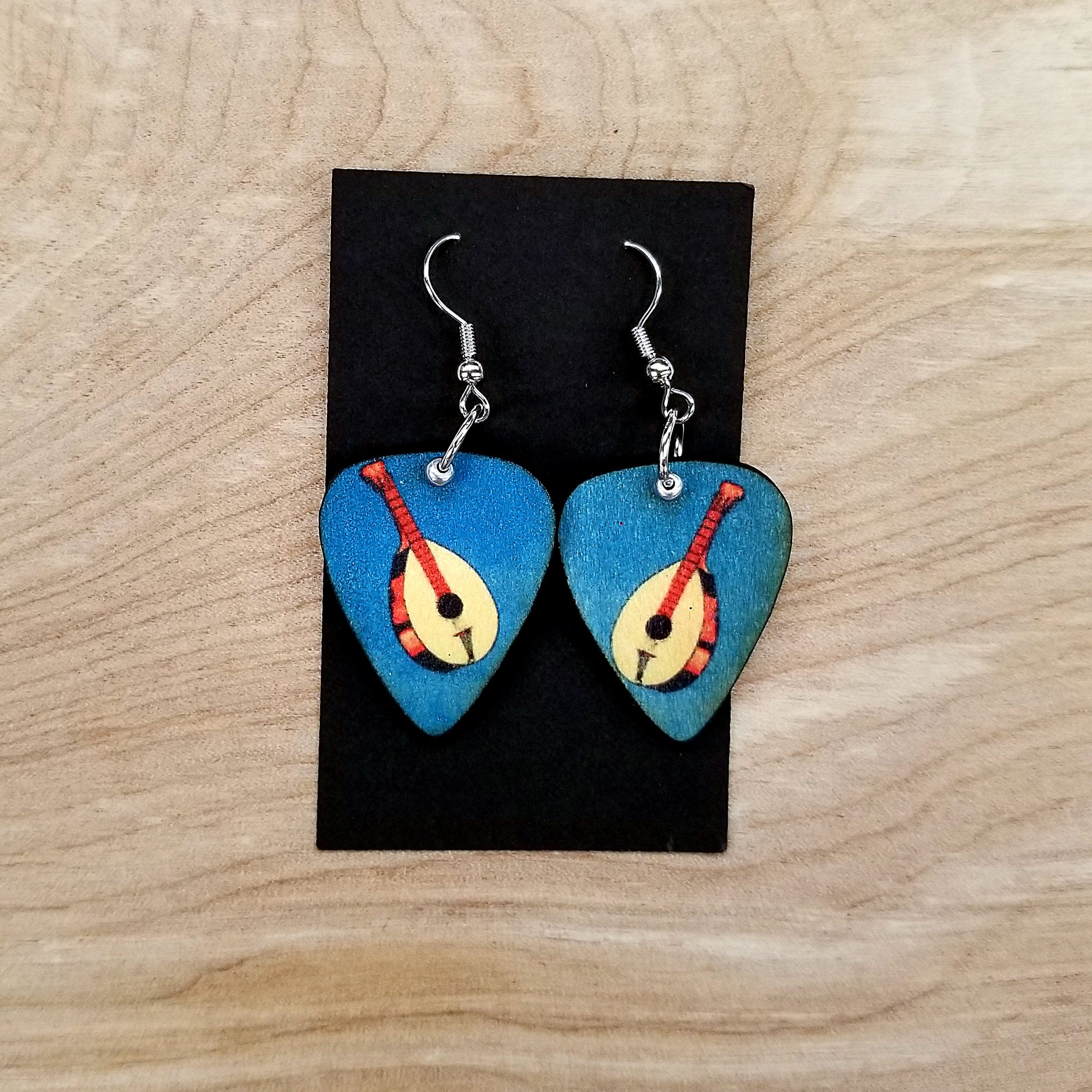 Mandolin El Bandolon Loteria Mexican Bingo Earrings | Etsy