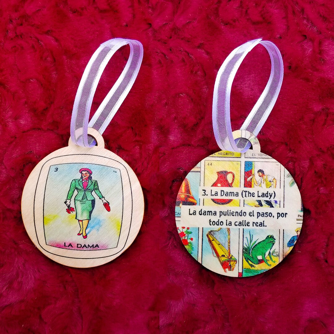 Loteria Mexican Bingo La Dama the Lady Double Sided Ornament / Gift Tag ...