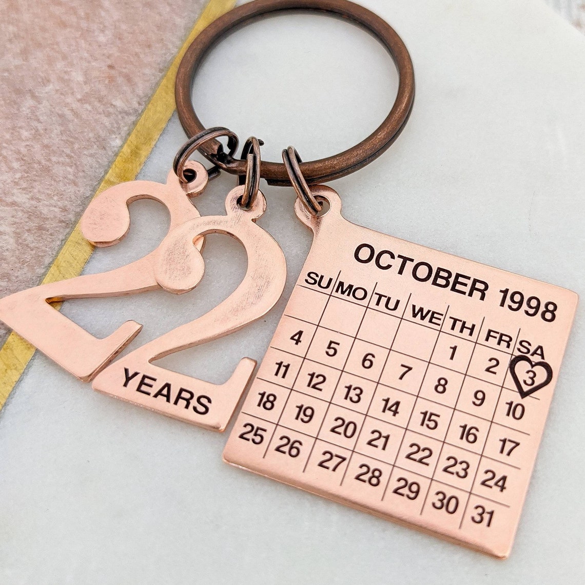 22nd Wedding Anniversary Gift Personalised Keyring Any Year Etsy