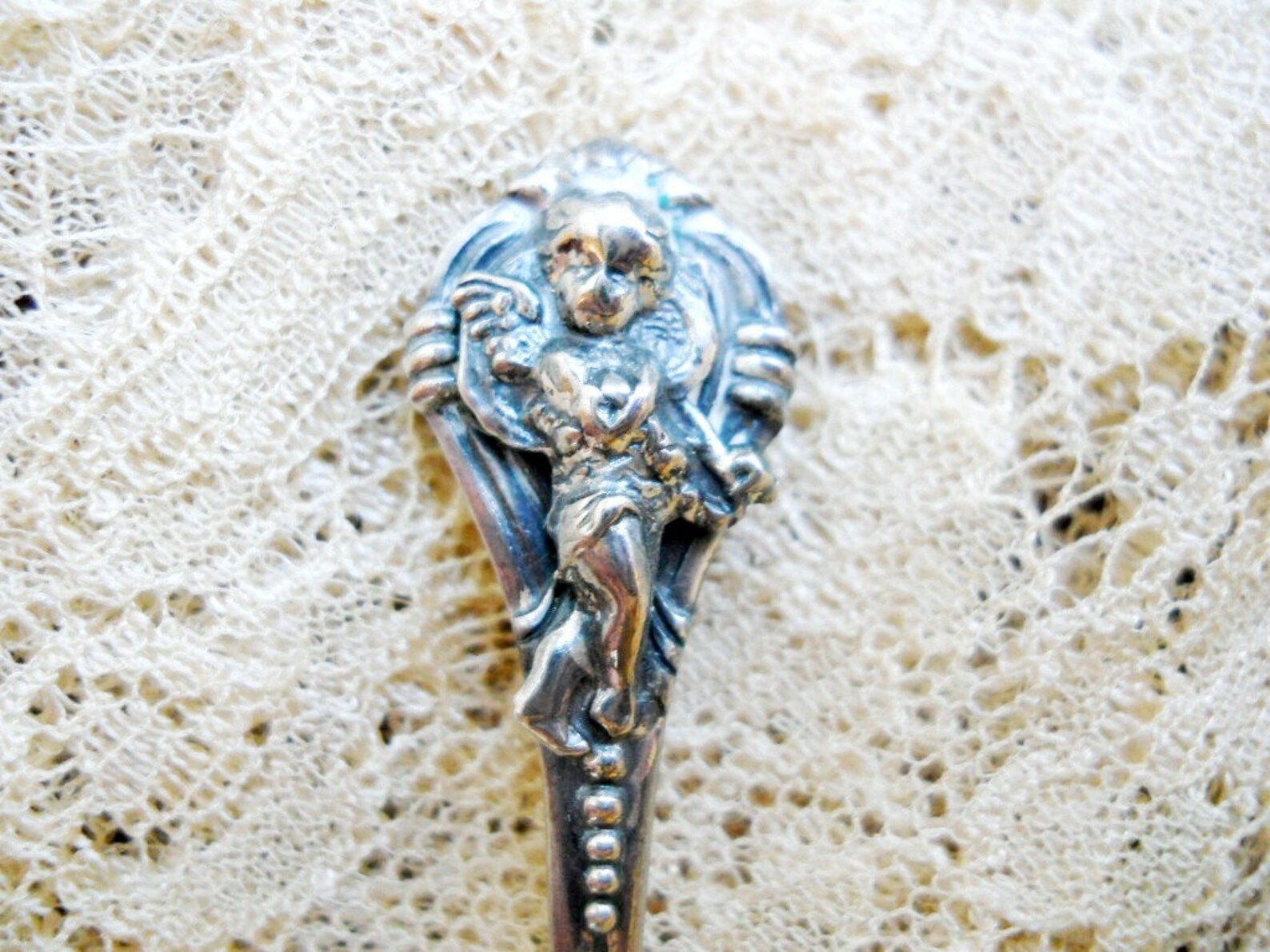 Antique 1930s 50s Cherub Putti Cupid Angel Sterling Spoon | Etsy