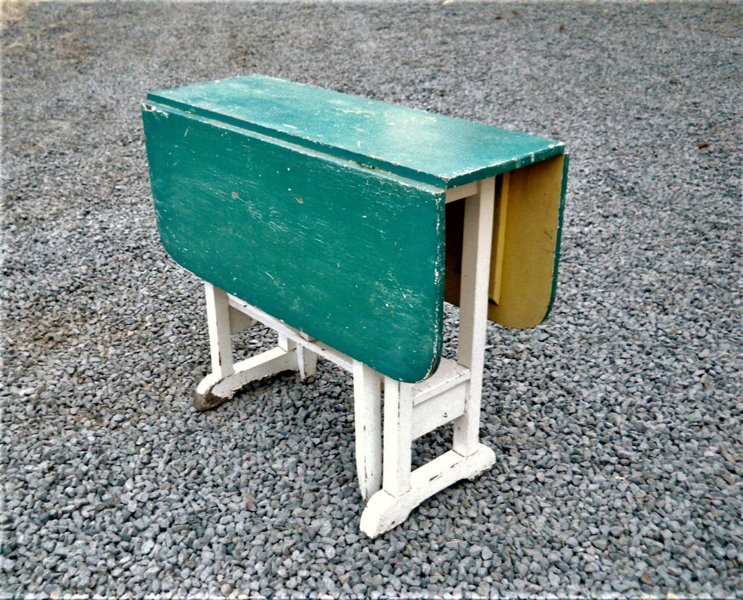 Antique 1890s Farmhouse Primitive Painted Folding Drop Leaf Dining ...