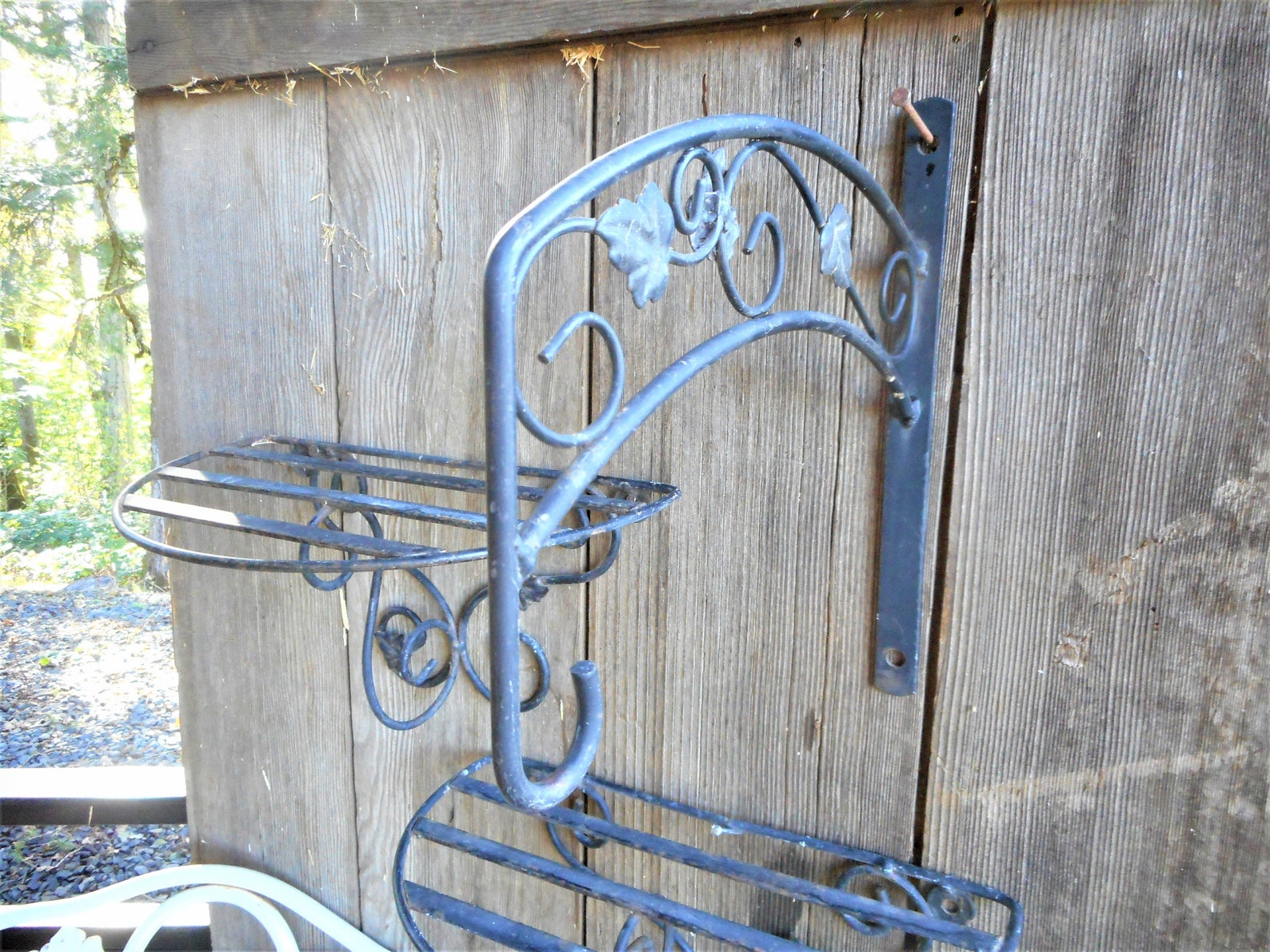 Vintage Garden Rustic Black Iron Ivy Planter Wall Shelf Pair & | Etsy
