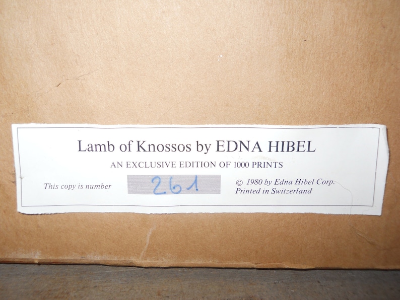Rare 1980s Large Portrait Landscape Early Edna Hibel Lamb of Knossos ...
