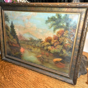 Unusual Small Alpine Early 1900s Rustic Mountain Lake Canoe Folk ...