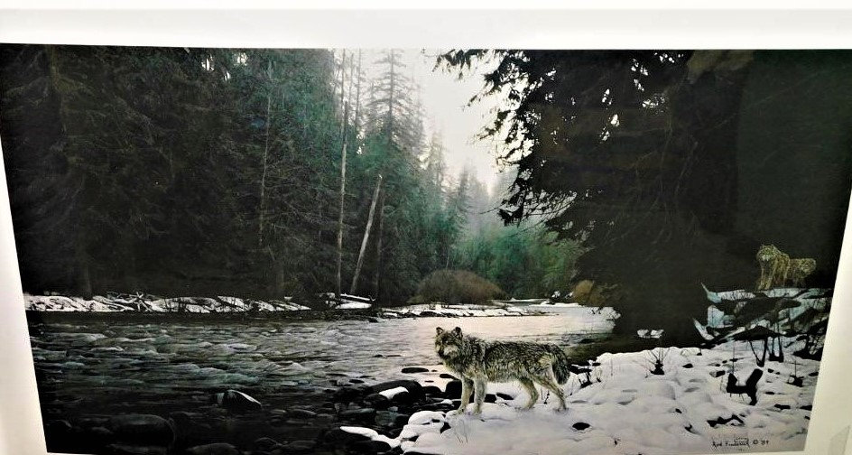 Rare 1st Lithograph 1984 Wolf Dog Listed Rod Frederick Wolves Painting ...