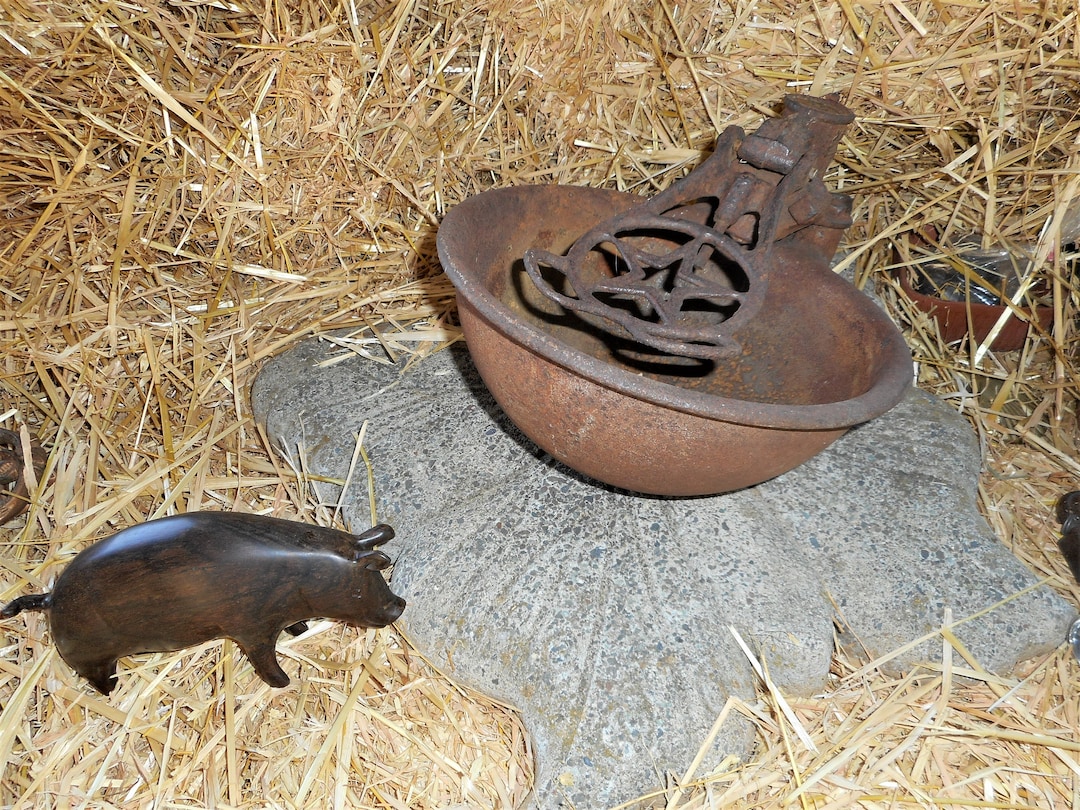 Antique Ranch Articulated Cast Iron Hog Pig Water Trough Rural Barnyard ...