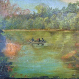 Unusual Small Alpine Early 1900s Rustic Mountain Lake Canoe Folk ...