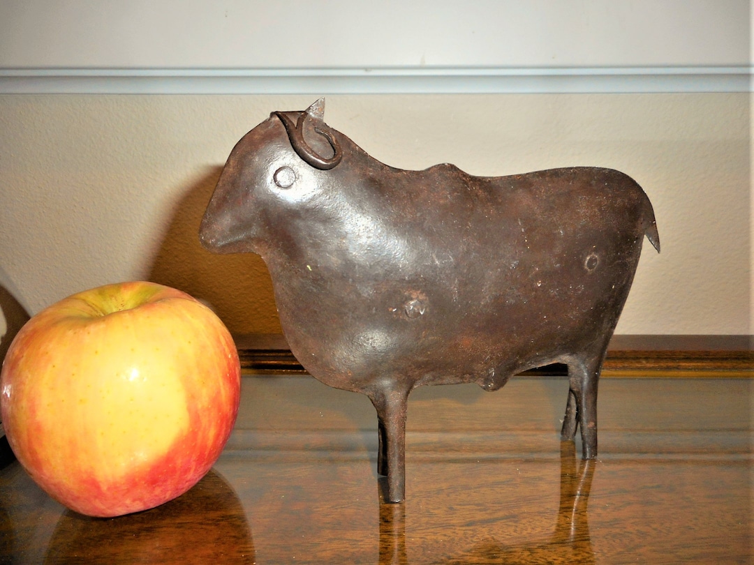 Primitive Iron Ram Sheep Folk Art Sculpture Rustic Industrial ...