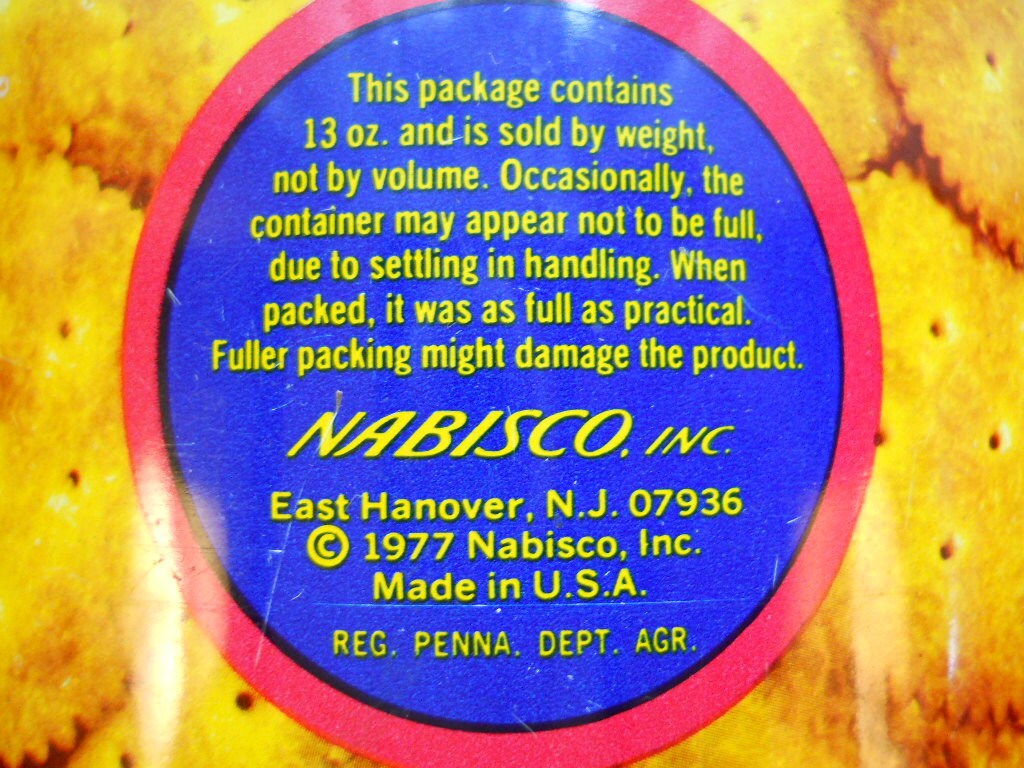 Vintage 1977 Industrial Ritz Cracker American Nabisco Tin Lithograph ...