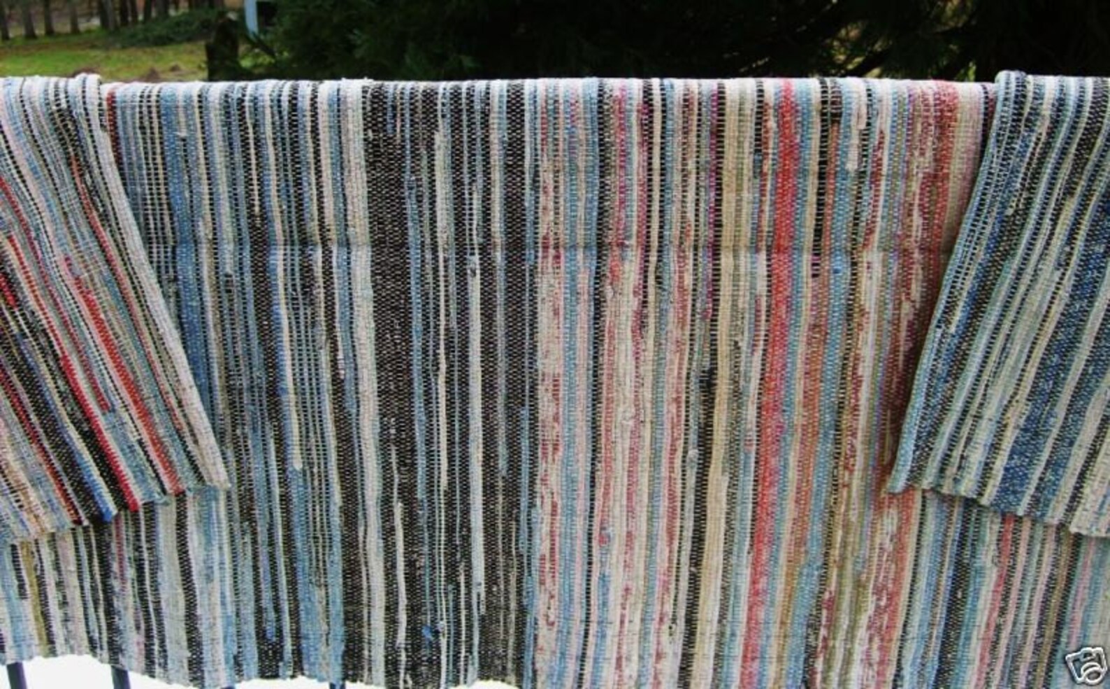 Spectacular 12' Large Cotton Rag Rug Runner Early American Antique ...