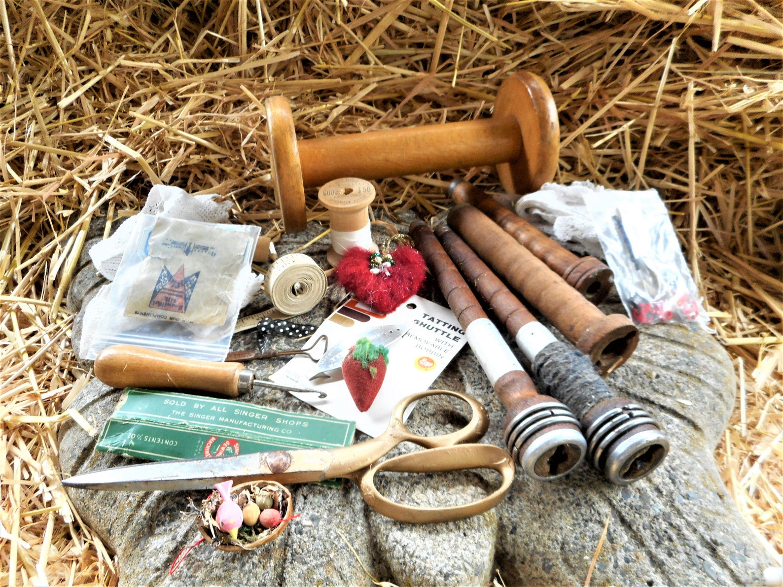 Antique Sewing Collection Lot Notions Weaving Wood Bobbin - Etsy