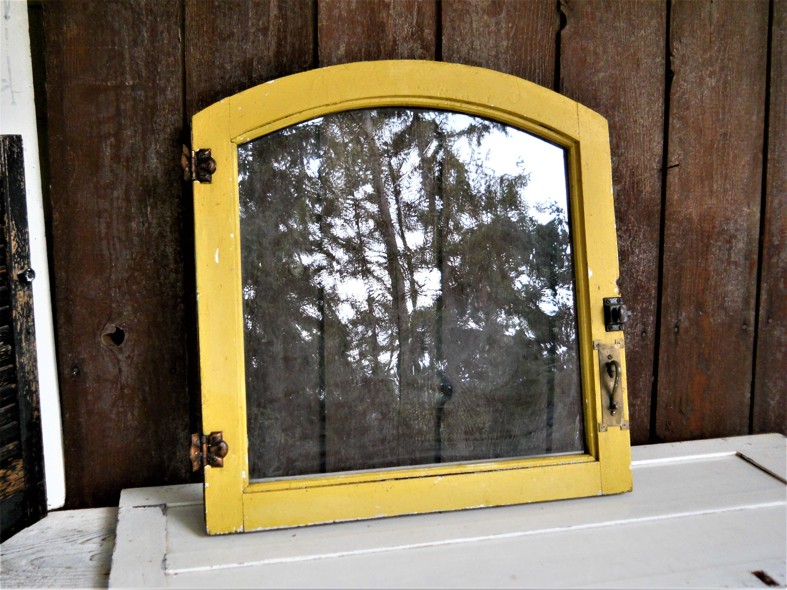 Rustic Victorian 1880s Mustard Yellow Arch Window Gothic Primitive ...