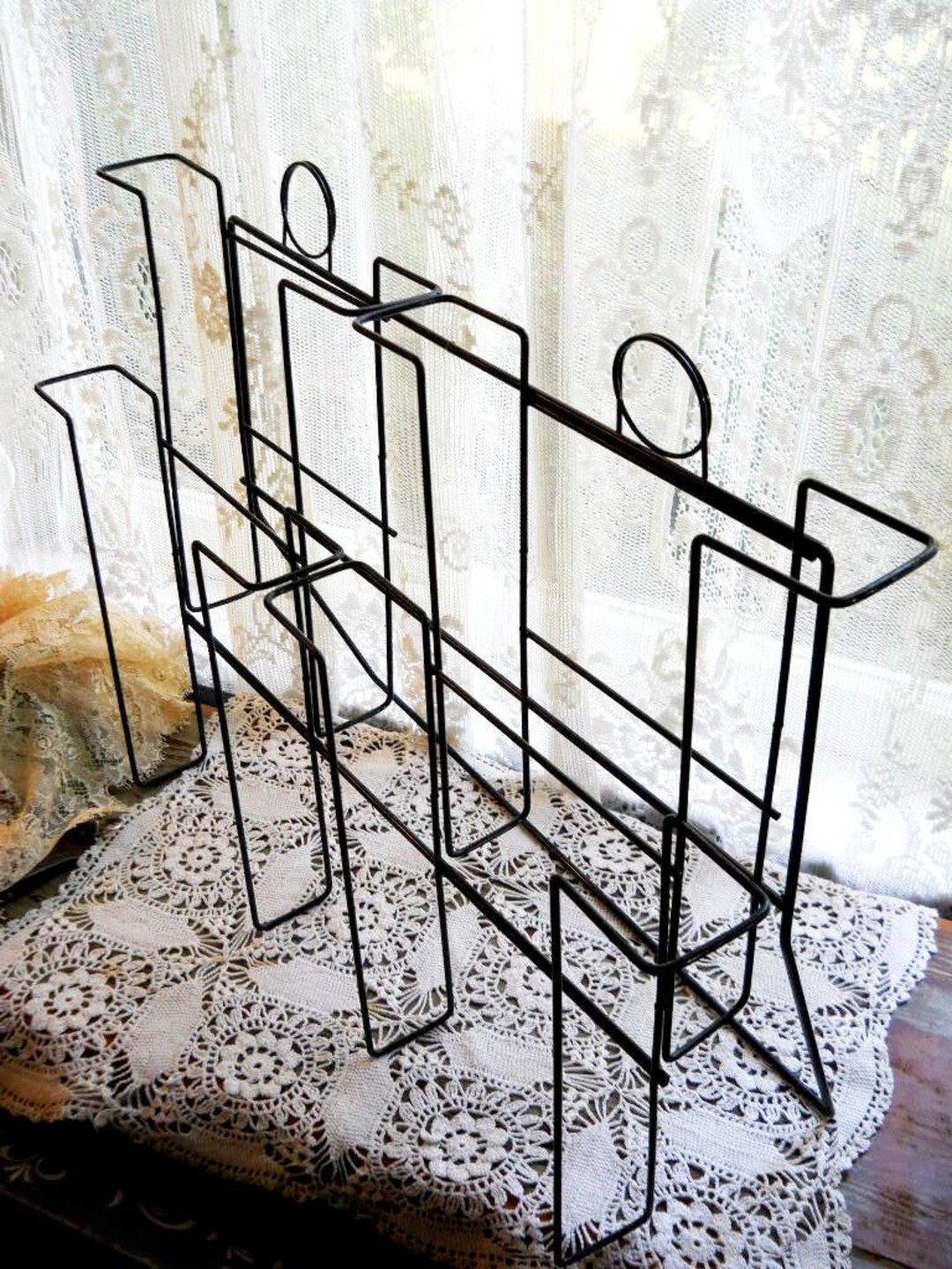 Vintage 1950s Industrial Black Metal Hairpin Wire Display Mid Century ...