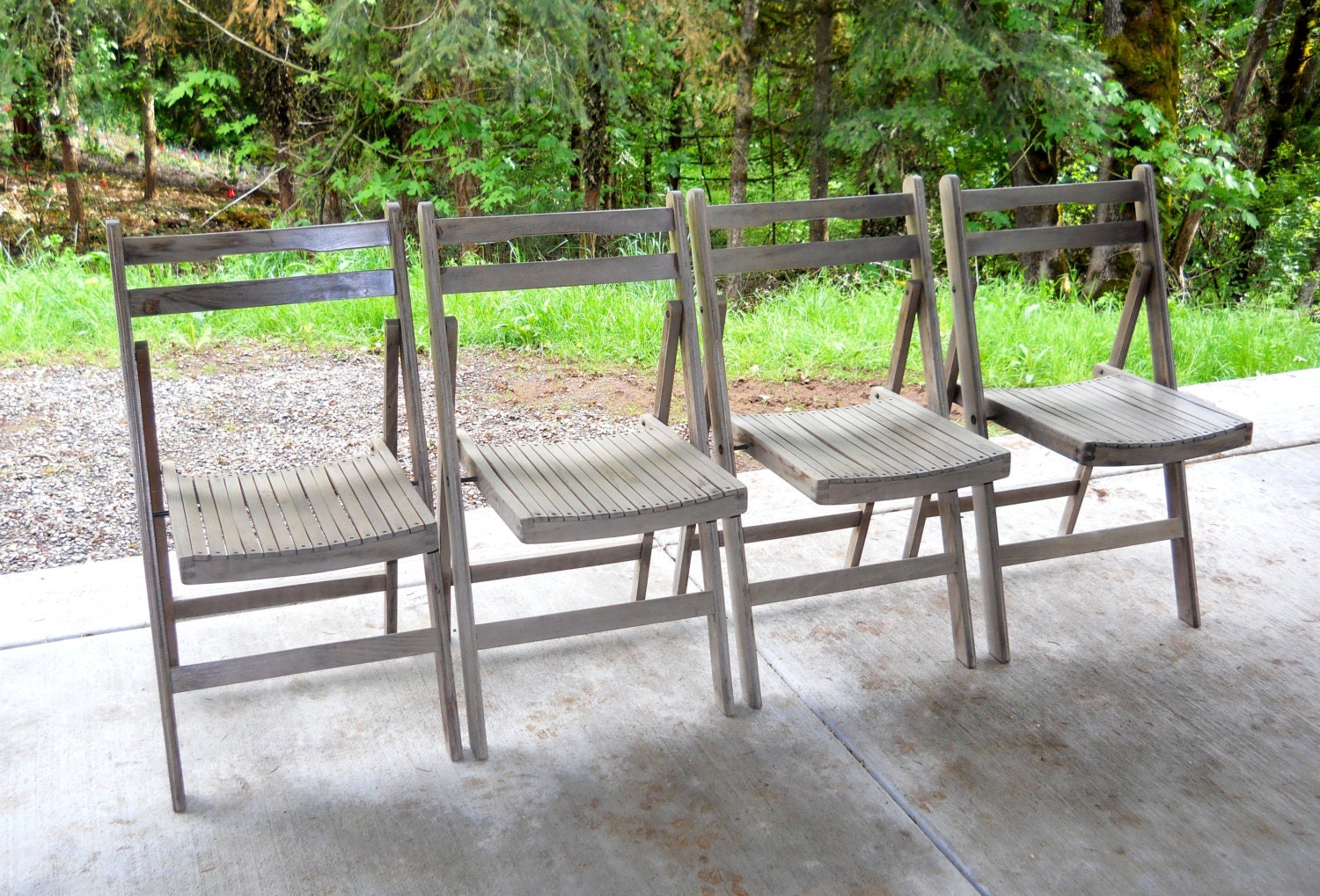 Vintage Teak Folding Wood Slatted Chairs 1940s Mid Century - Etsy