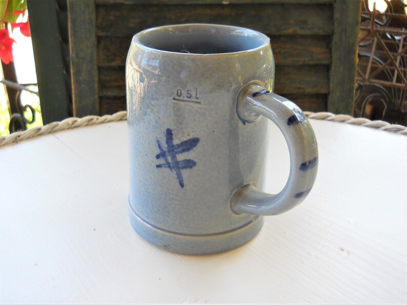 Blue Salt Glaze Stoneware Beer Mug Stein Vintage Rustic - Etsy