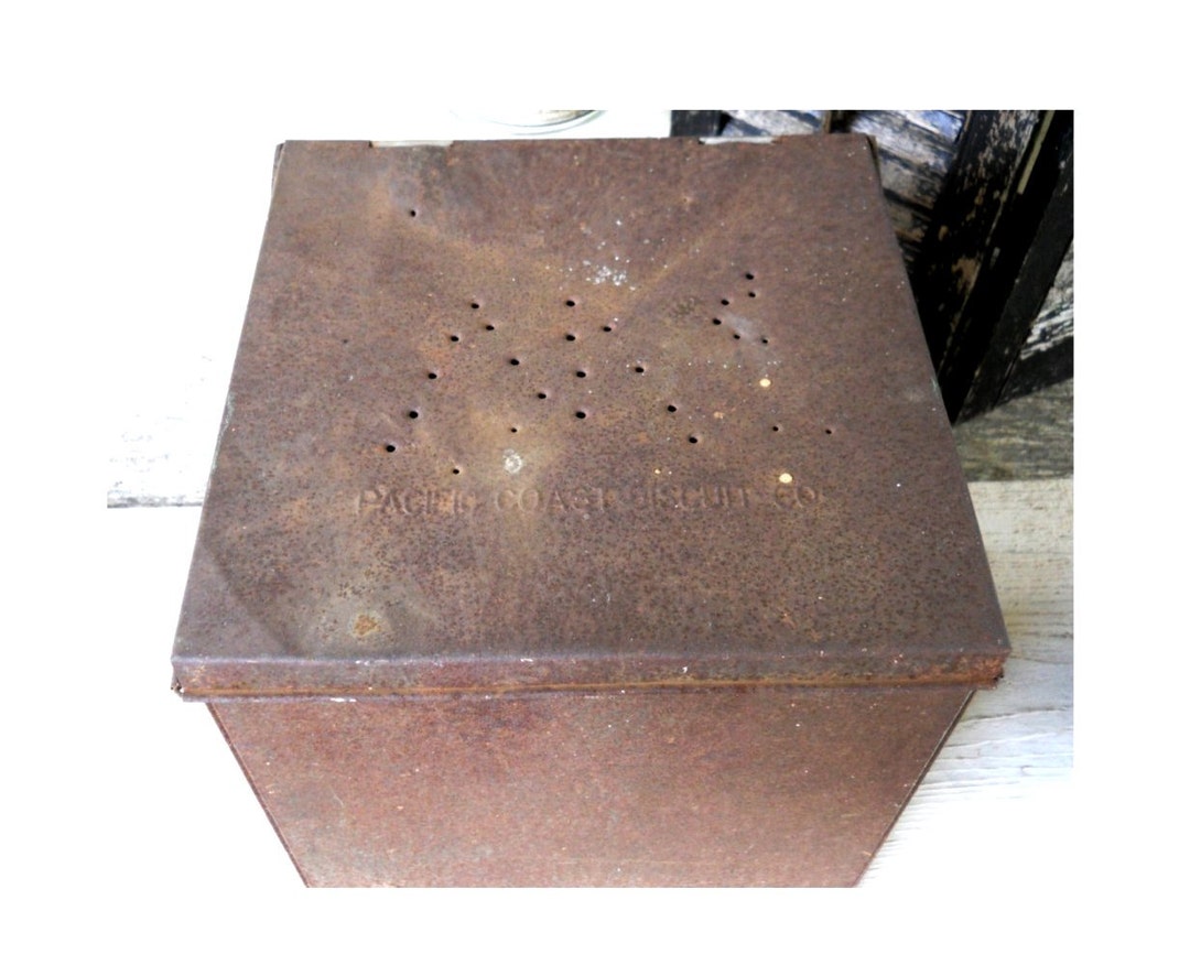 Antique Pierced Tin Industrial Primitive Rustic Pacific Coast Biscuit ...