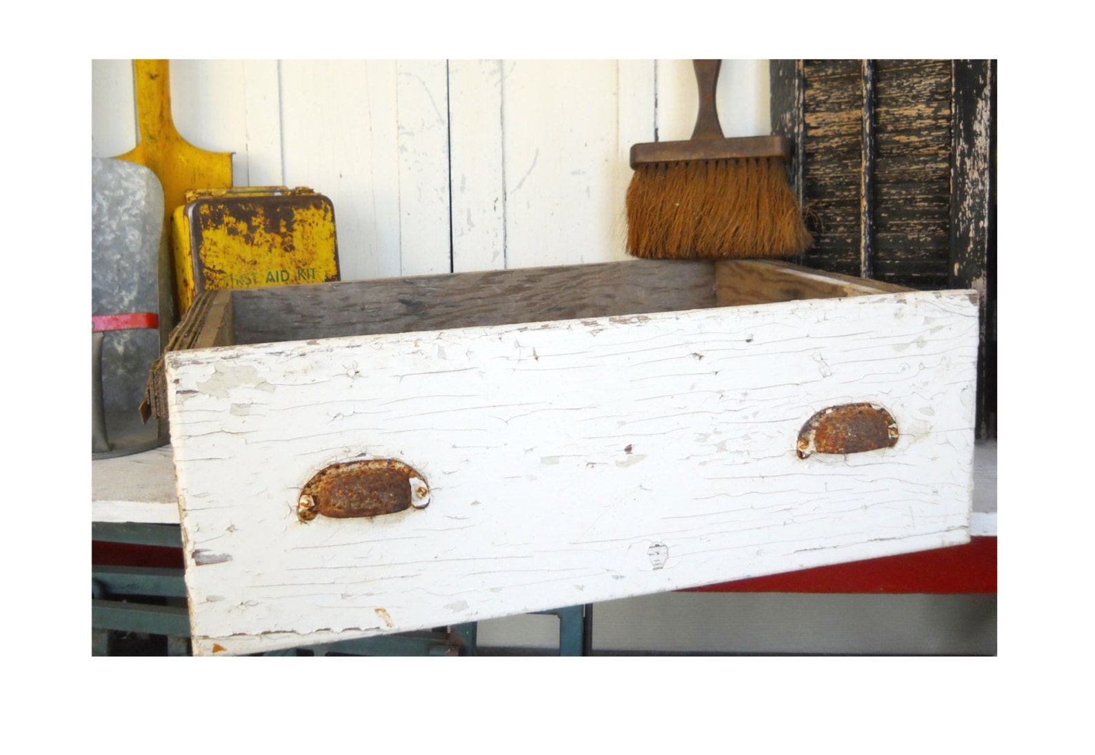 Antique Bin Industrial Planter Box Folk Art Barn Primitive Rustic Large ...