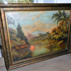 Unusual Small Alpine Early 1900s Rustic Mountain Lake Canoe Folk ...