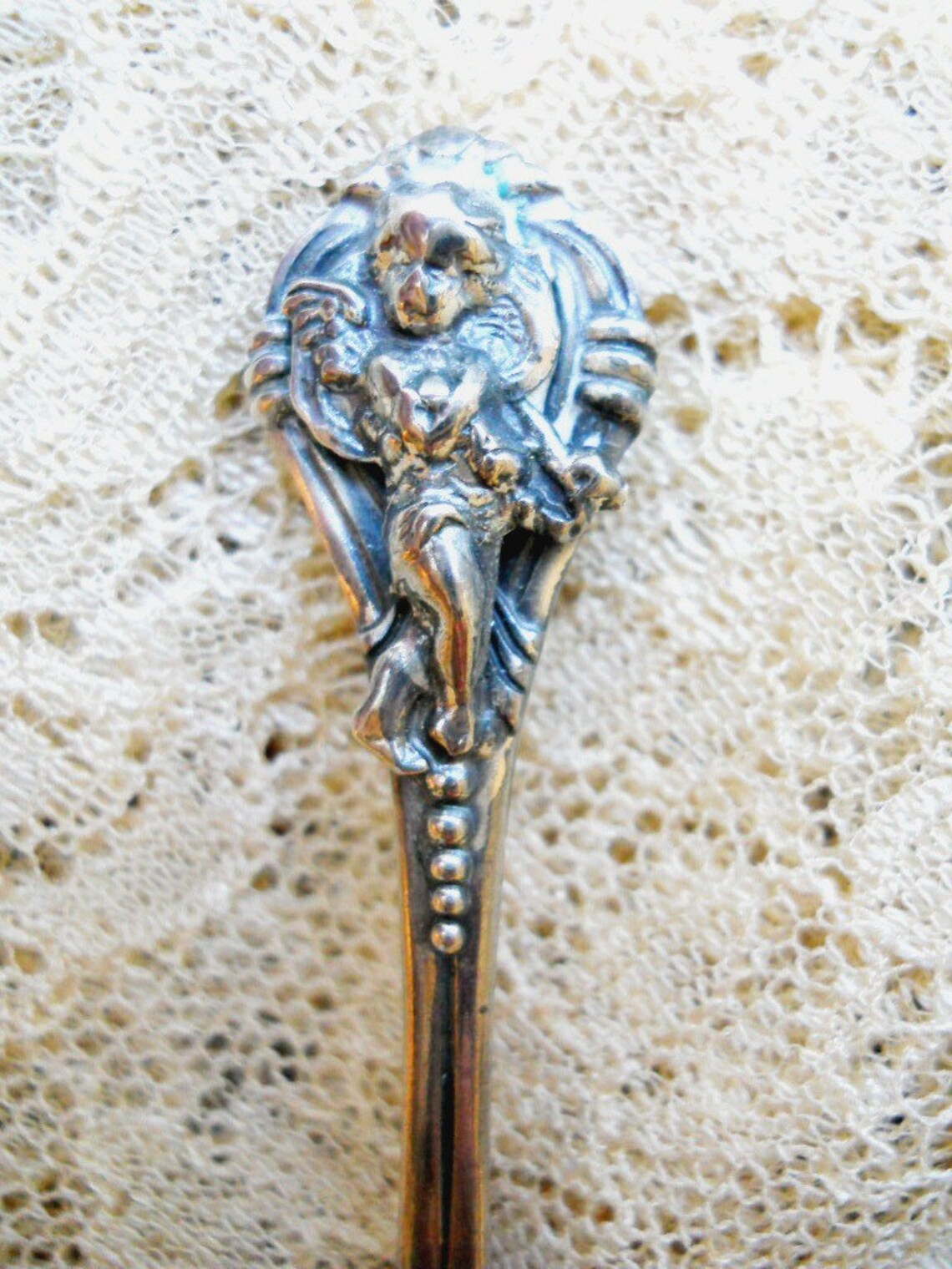 Antique 1930s 50s Cherub Putti Cupid Angel Sterling Spoon | Etsy
