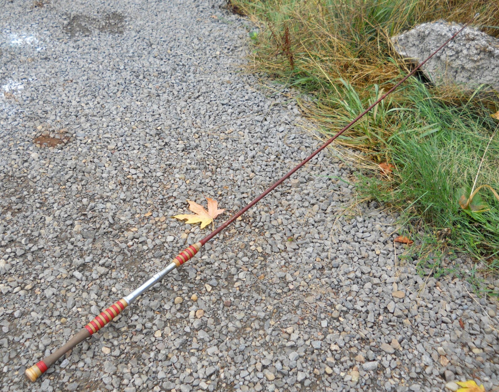Vintage 1940s Fishing Rod Wood Red Striped Primitive Farmhouse ...