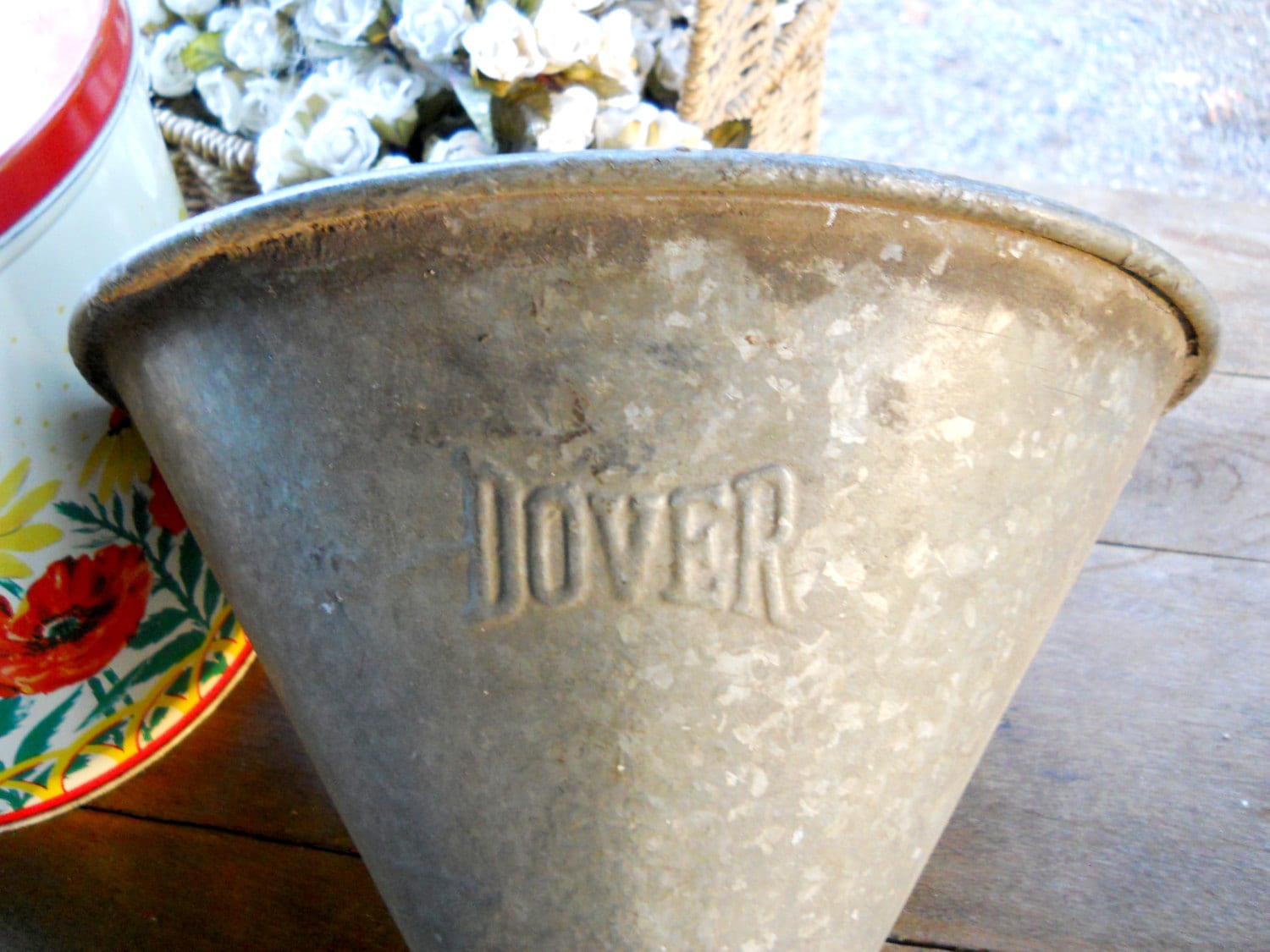 Vintage Dover Galvanized Aluminum Zinc Funnel, Rustic Industrial ...