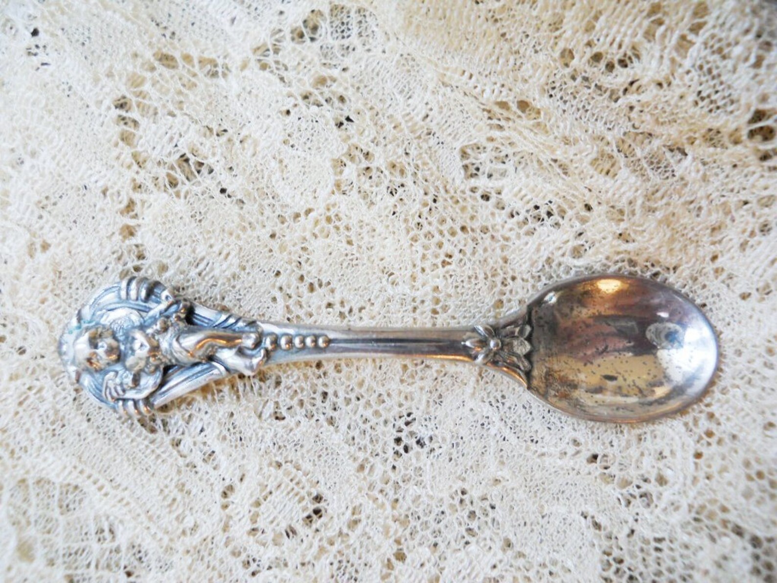 Antique 1930s 50s Cherub Putti Cupid Angel Sterling Spoon | Etsy
