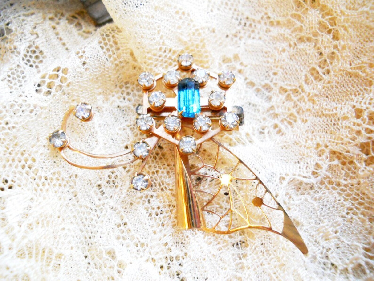 Vintage 1950s Art Deco Musical Note Figural Brooch Pendant Rhinestone ...