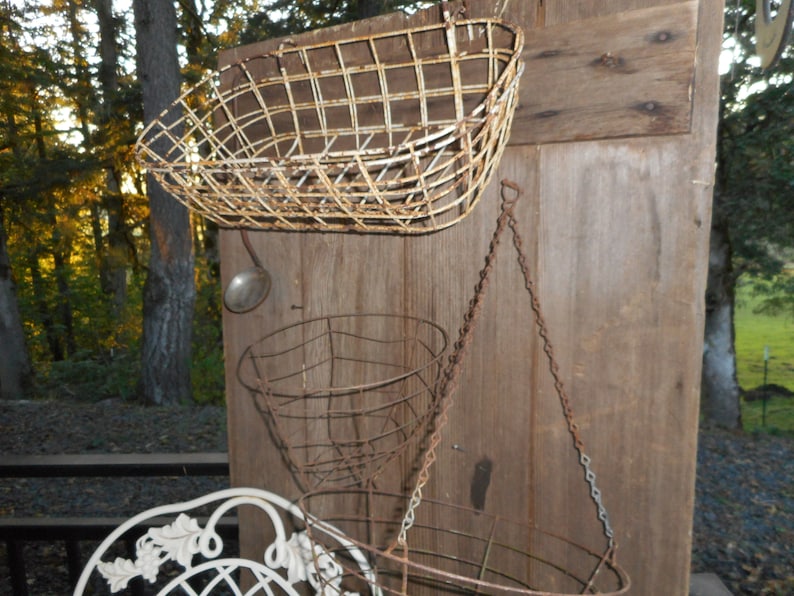 Vintage Garden Rustic Wire Planter Basket Set of 4 Primitive - Etsy