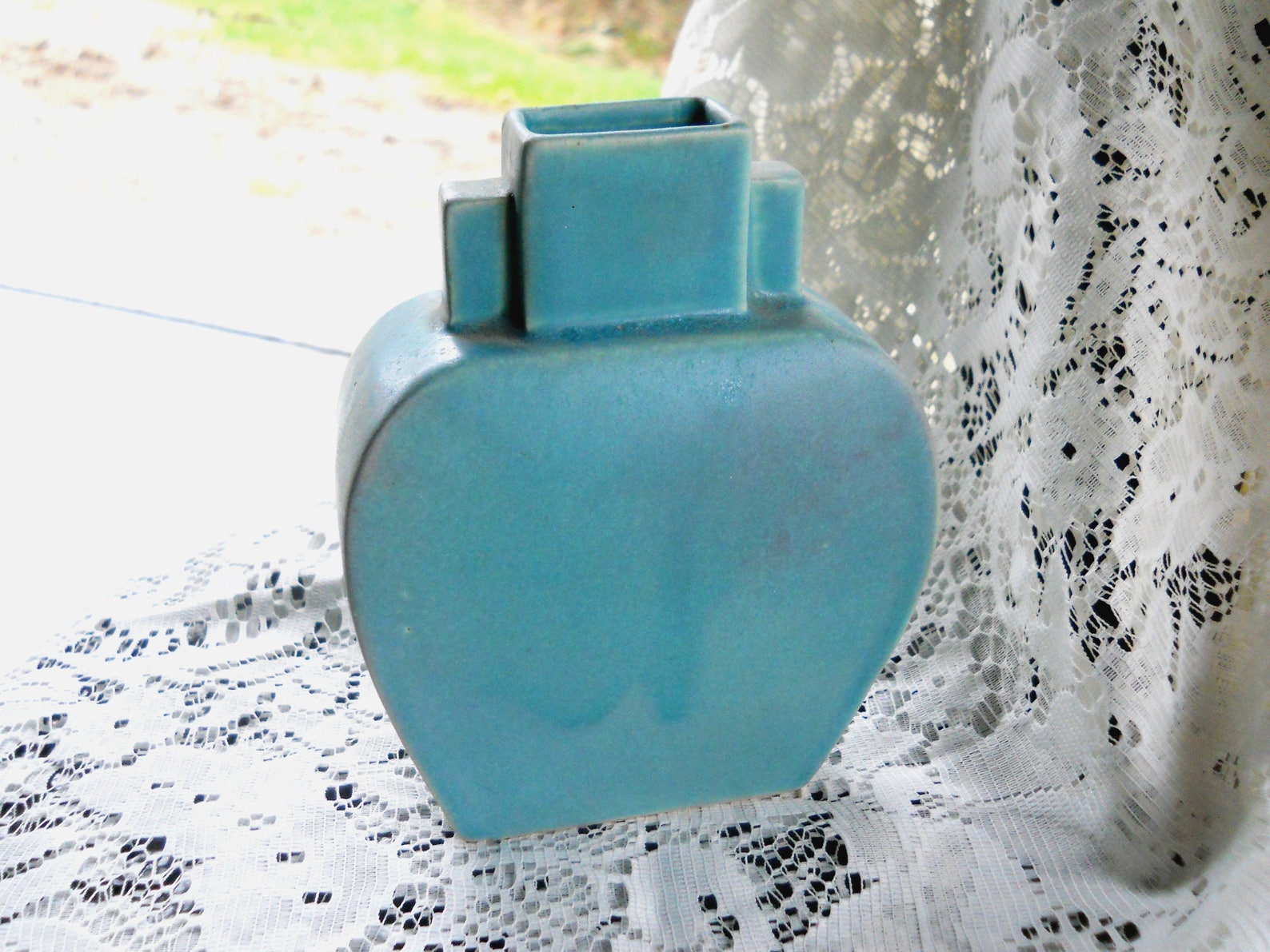 Antique Small Rare Art Deco Turquoise Blue Pottery Vase Arts & | Etsy