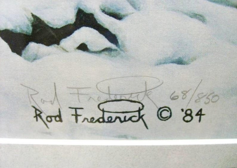 Rare 1st Lithograph 1984 Wolf Dog Listed Rod Frederick Wolves Painting ...