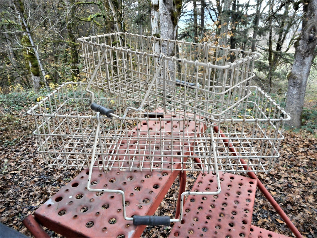 White Iron Wire Storage Basket Organizing Laundry Swing Handle - Etsy